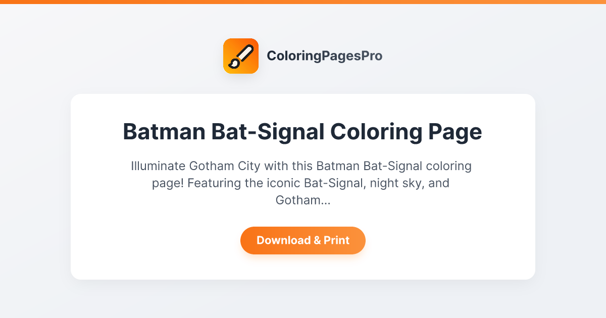 Batman Bat-Signal Scene Coloring Page - Free Printable