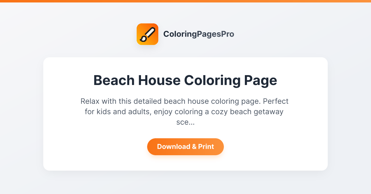 Beach House Coloring Page - Free Printable