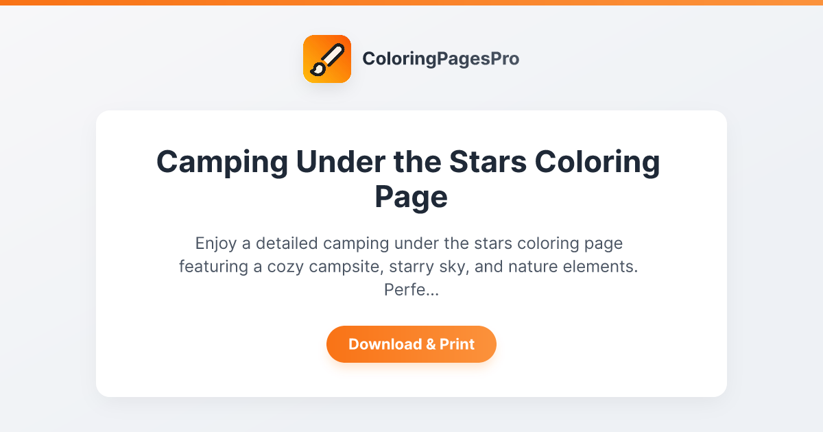 Camping Under the Stars Coloring Page - Free Printable