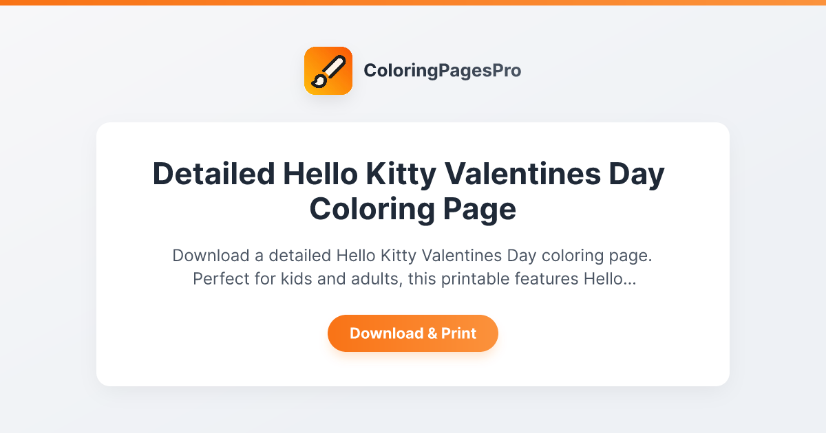 Detailed Hello Kitty Valentines Day Coloring Page - Free Printable
