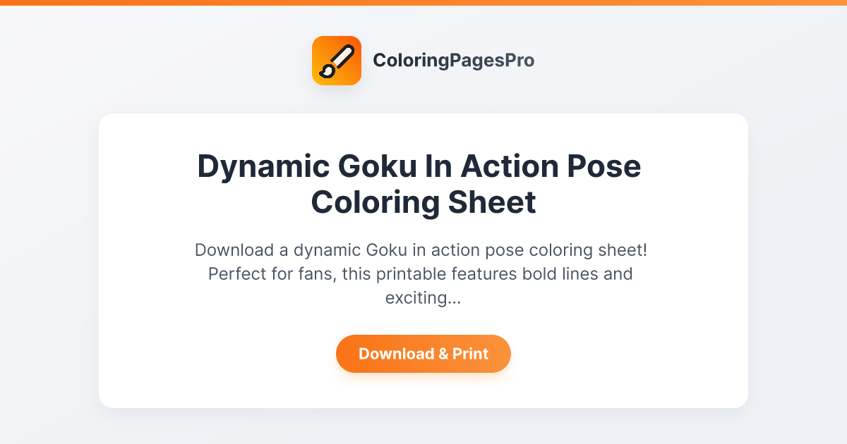 Dynamic Goku in Action Pose Coloring Sheet - Free Printable