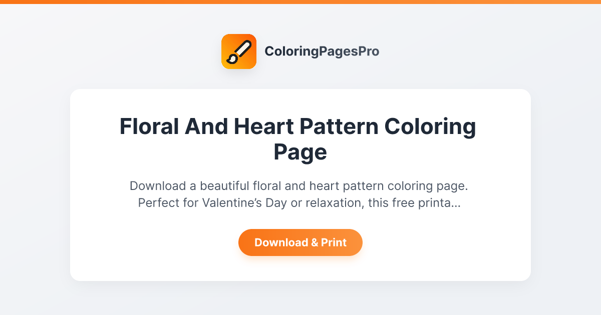 Floral and Heart Pattern Coloring Page - Free Printable