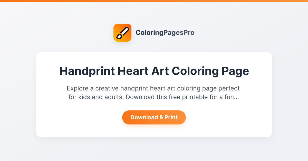 Handprint Heart Art Coloring Page - Free Printable