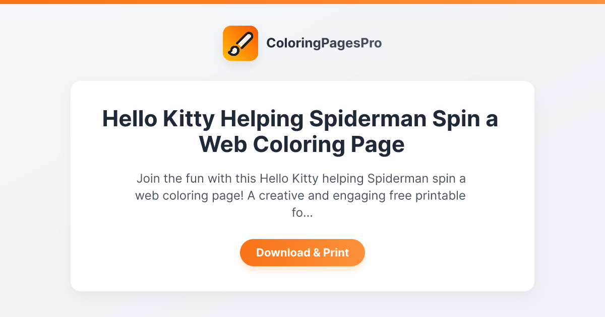 Hello Kitty Helping Spiderman Spin a Web Coloring Page - Free Printable