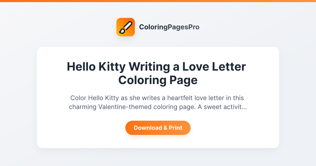 Hello Kitty Writing a Love Letter Coloring Page - Free Printable