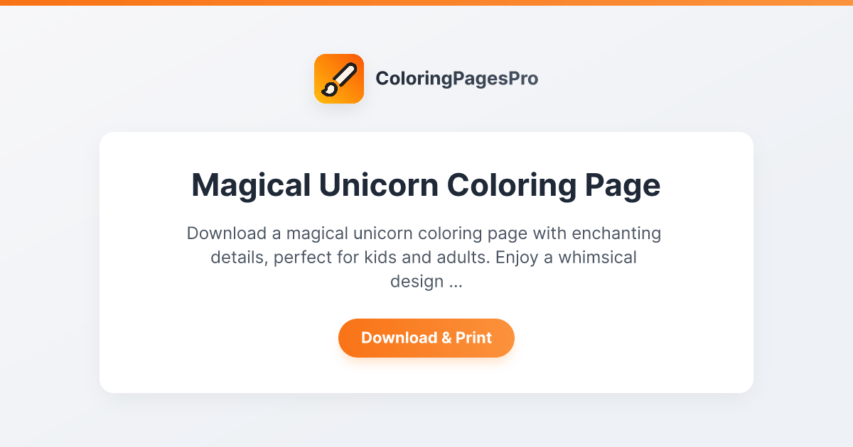 Magical Unicorn Coloring Page - Free Printable