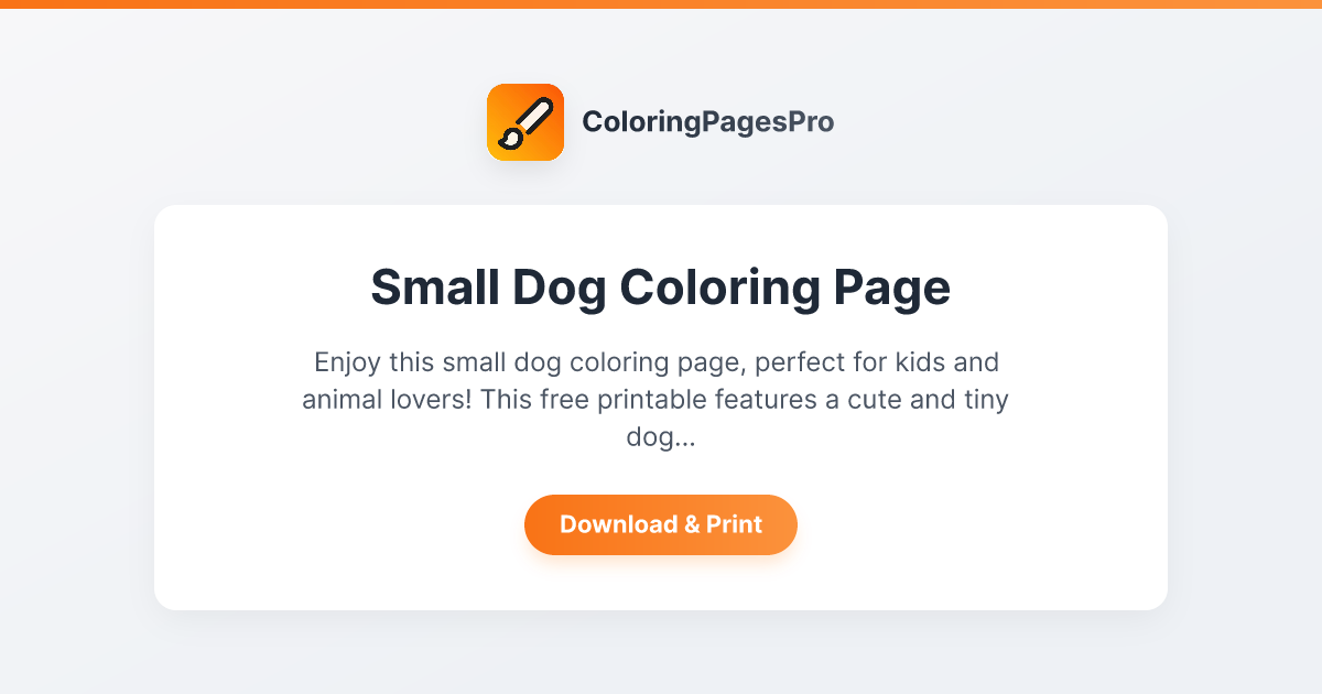 Small Dog Coloring Page - Free Printable