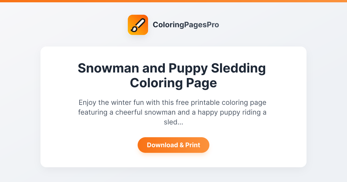 Snowman and Puppy Sledding Coloring Page - Free Printable