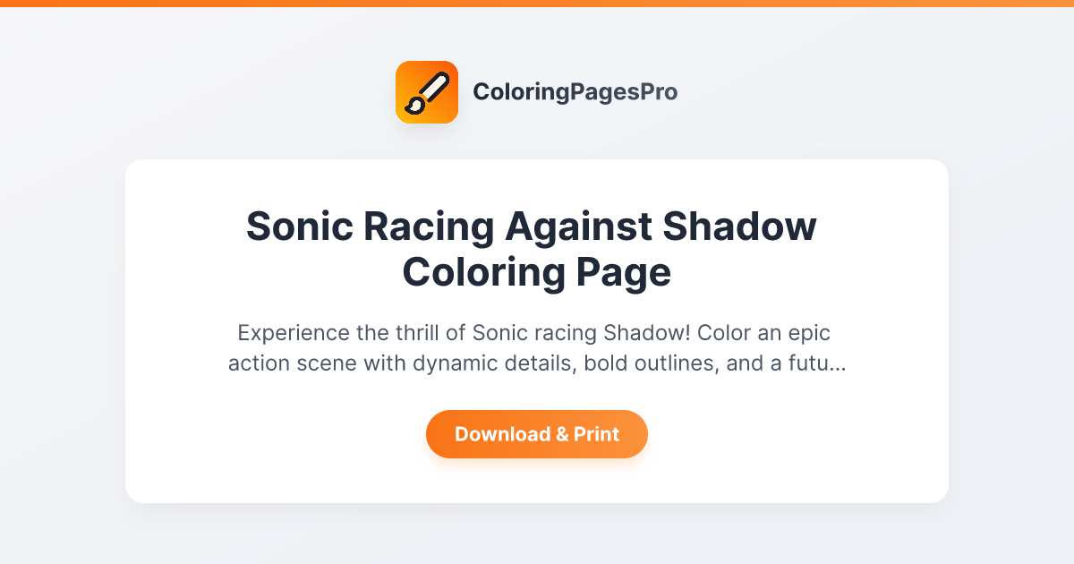 Sonic vs Shadow Racing Scene Coloring Page - Free Printable