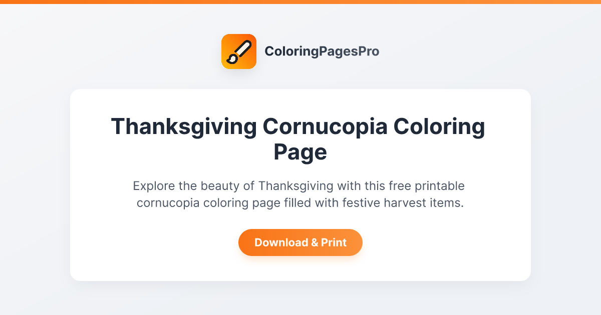 Thanksgiving Cornucopia Coloring Page - Free Printable