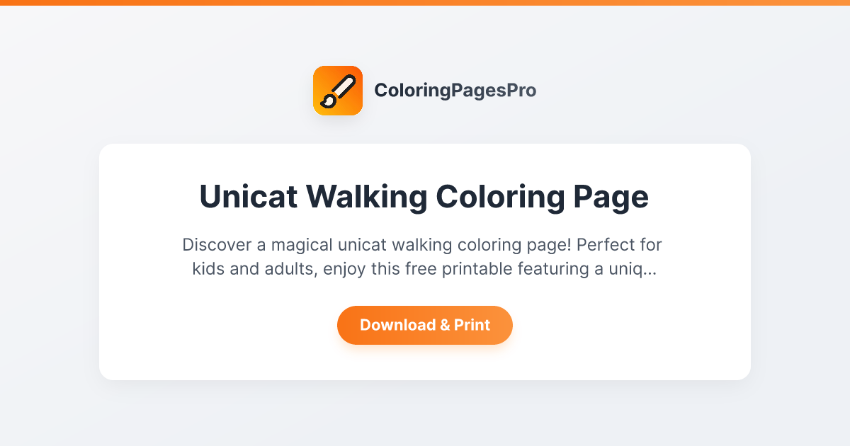 Unicat Walking Coloring Page - Free Printable Unicat Walking Coloring Page - Free Printable